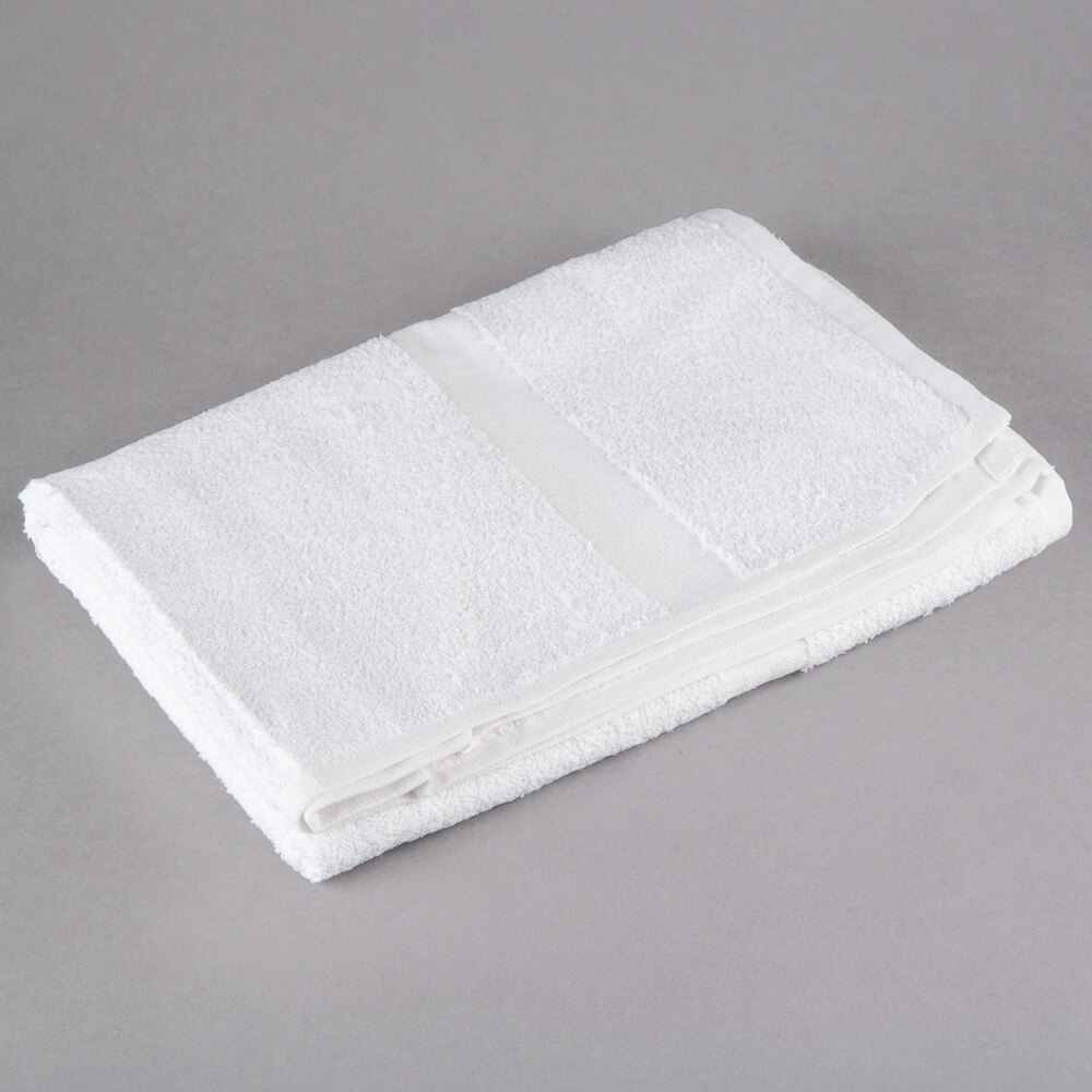 Oxford Silver 24" x 50" White Open End Cotton / Poly Bath Towel 10 lb ...