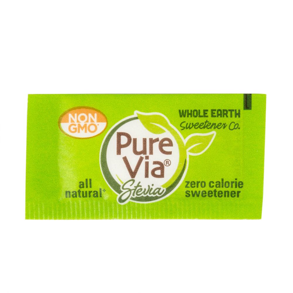 Pure Via All-Natural Stevia Sweetener 1 Gram Packets - 1,000/Case