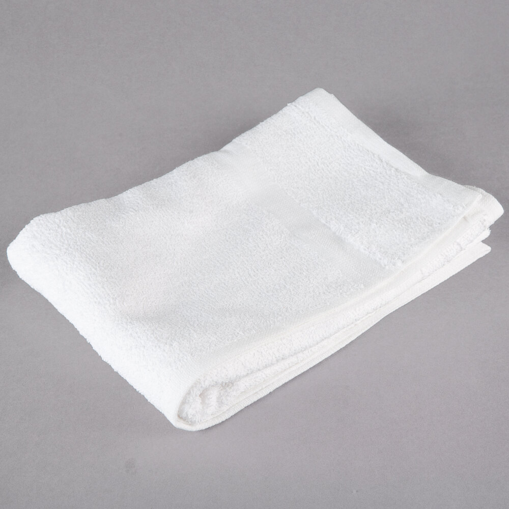 Oxford Silver 22" x 44" White Open End Cotton / Poly Bath Towel 6 lb ...