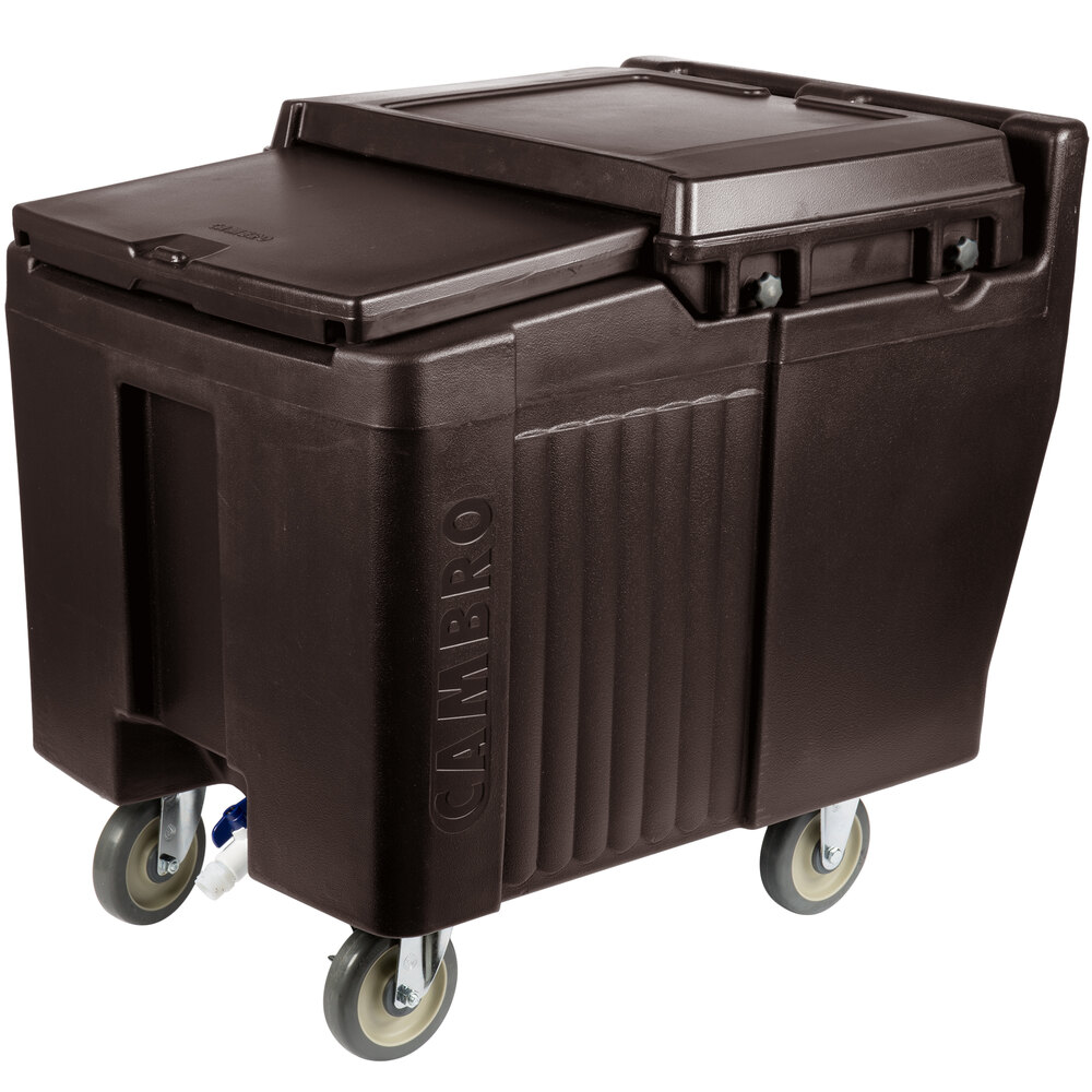 Cambro ICS125L131 SlidingLid™ Dark Brown Mobile Ice Bin - 125 lb. Capacity