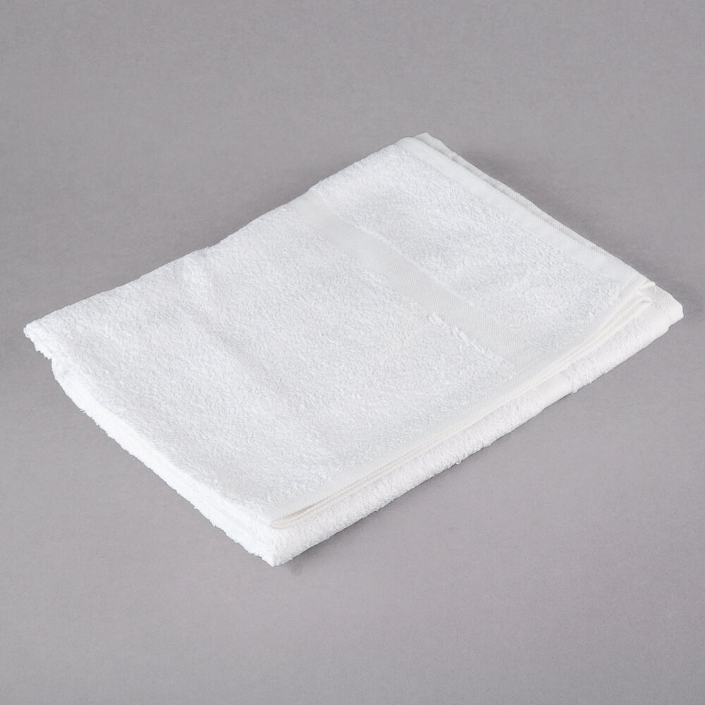 Oxford Silver 24" x 48" White Open End Cotton / Poly Bath Towel 8 lb ...