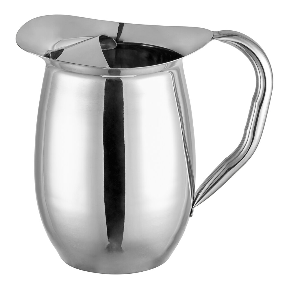 Acopa 64 oz. Smooth Stainless Steel Bell Pitcher with Ice Guard