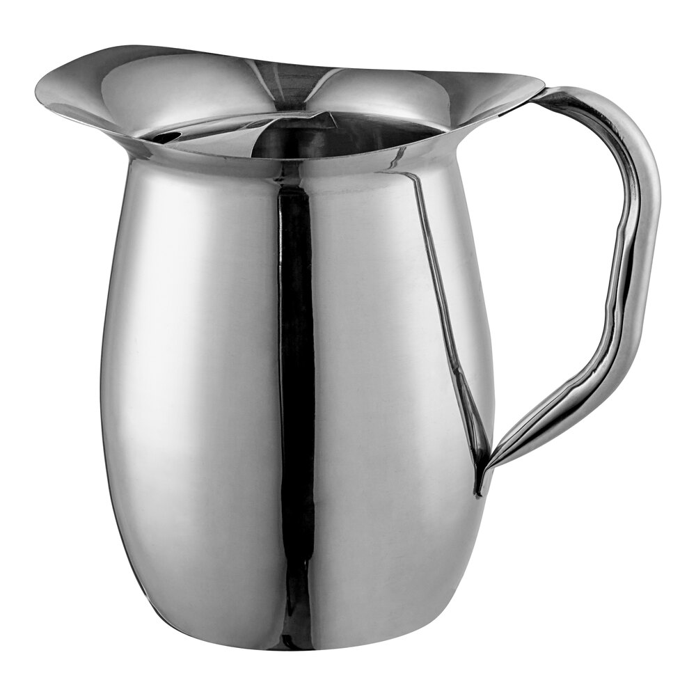 Acopa 96 oz. Smooth Stainless Steel Bell Pitcher with Ice Guard