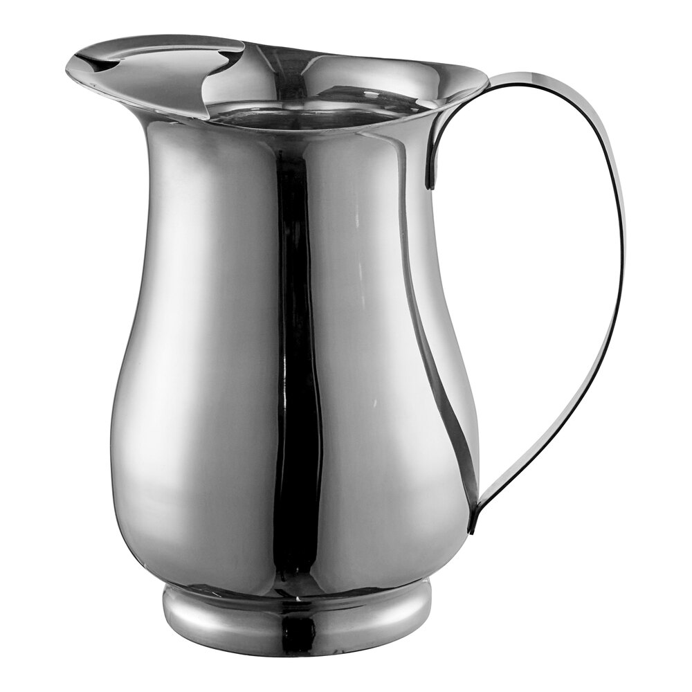 Acopa 64 oz. Smooth Stainless Steel Slender Bell Pitcher with Ice Guard