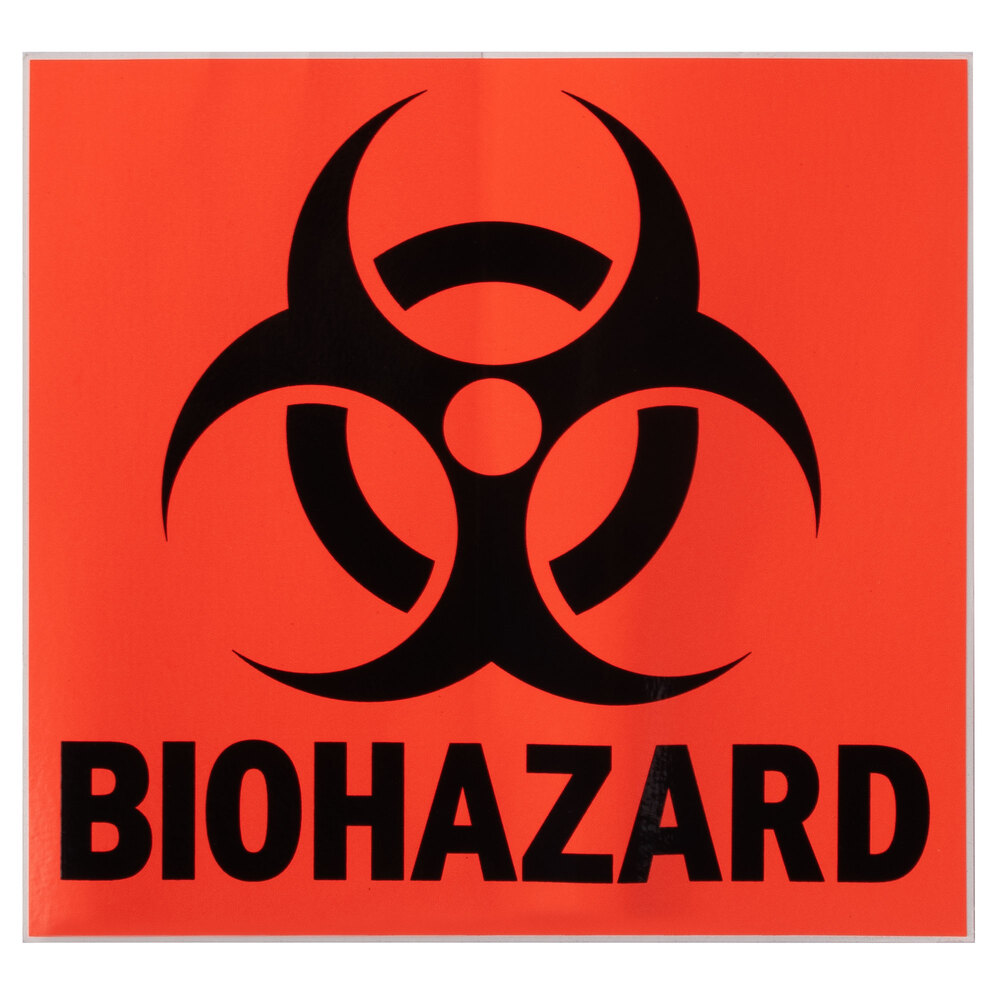 Rubbermaid FGBP1 6" x 6" Florescent Orange / Red Biohazard Label