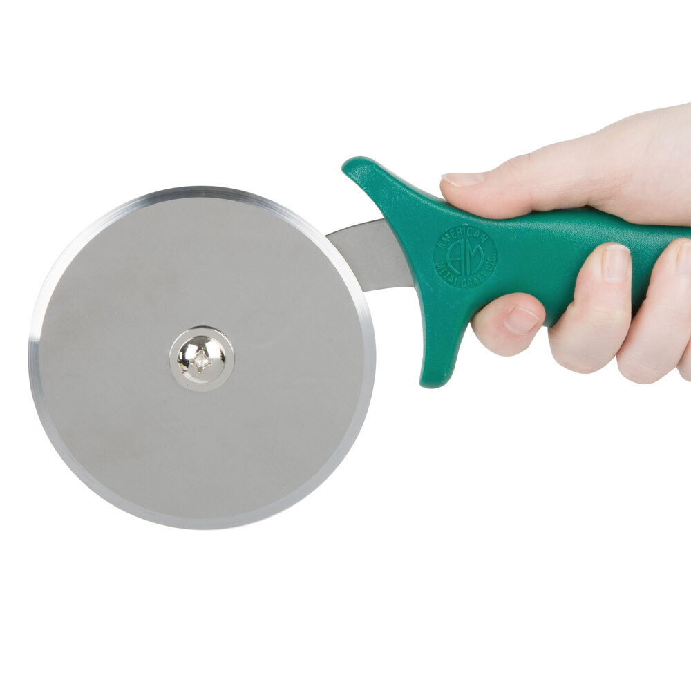American Metalcraft 4" Stainless Steel Pizza Cutter with Green Handle PIZG3