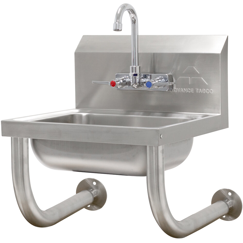 Advance Tabco 7-PS-64 Wall Mounted Hand Sink with Tubular Supports - 17 ...