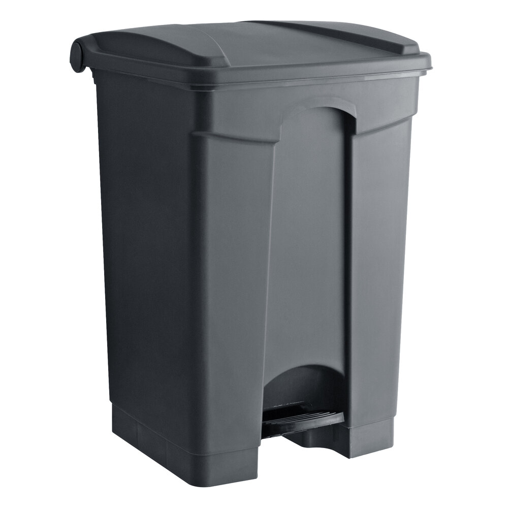 Lavex 48 Qt. / 12 Gallon Gray Rectangular Step-On Trash Can