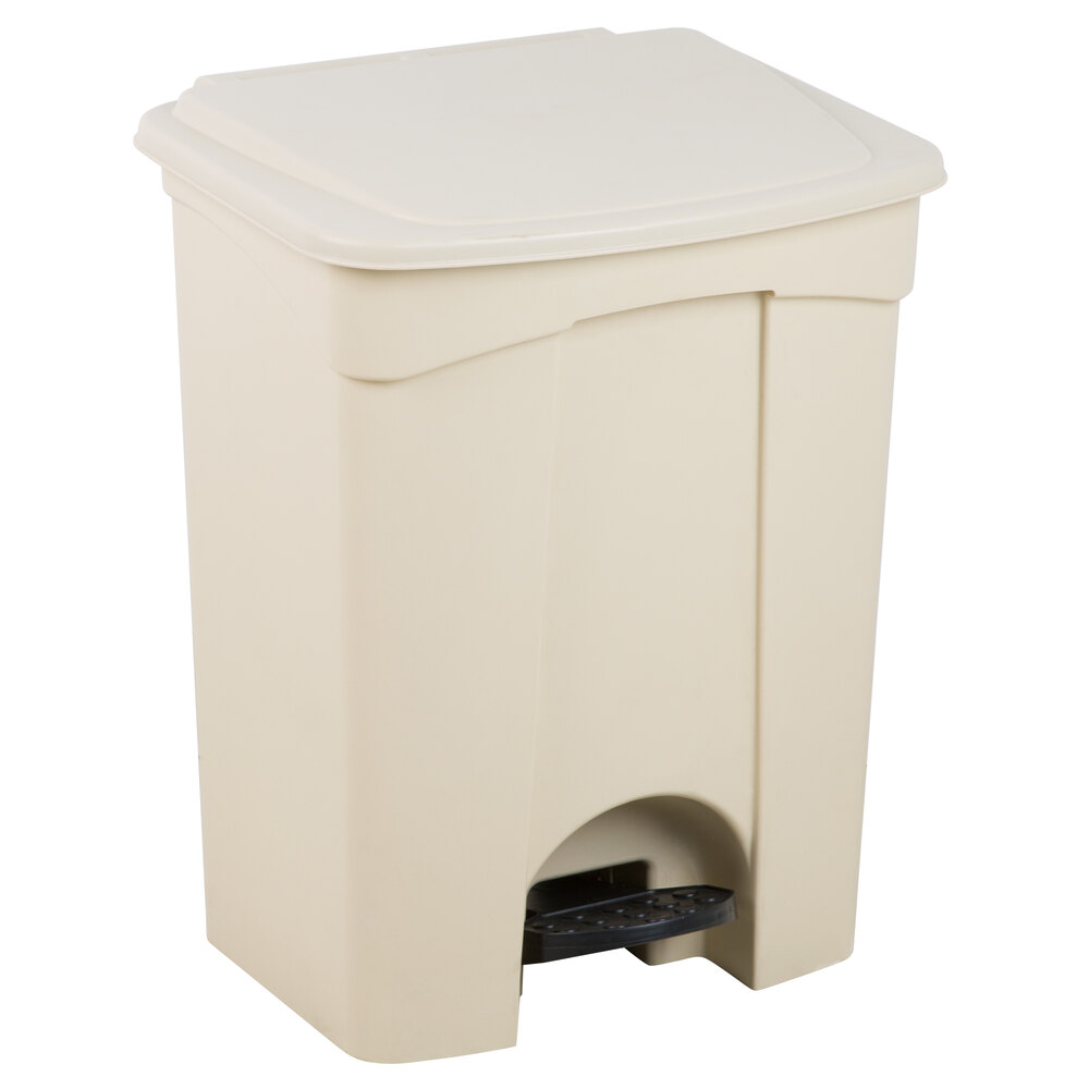 Lavex 48 Qt. / 12 Gallon Beige Rectangular Step-On Trash Can