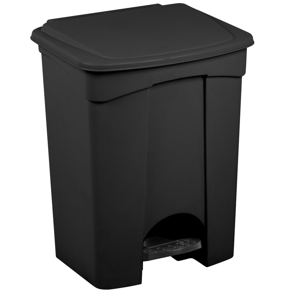 Lavex 72 Qt. / 18 Gallon Black Rectangular Step-On Trash Can