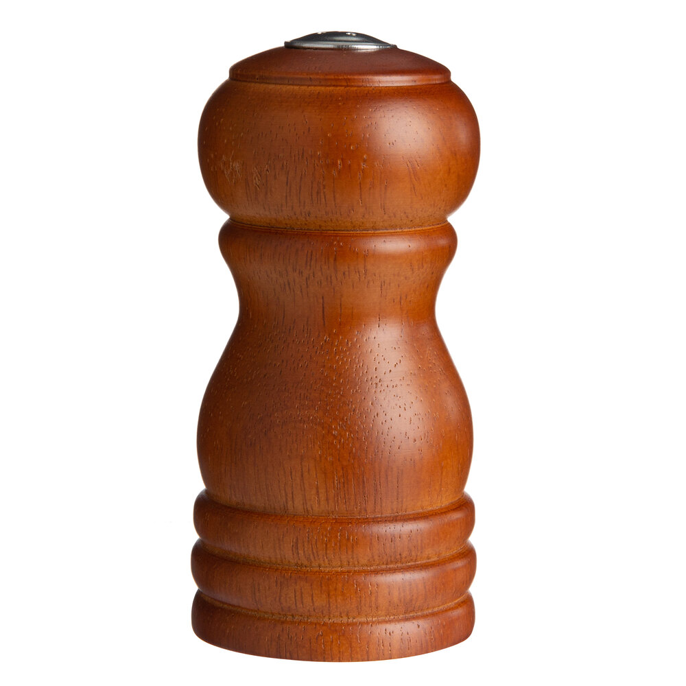 Acopa 4" Matte Brown Wooden Salt Shaker