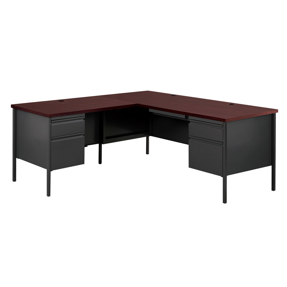 Hirsh Industries 20109 Charcoal / Mahogany Left Corner Pedestal Desk Kit