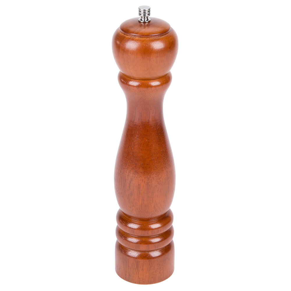 Acopa 10" Matte Brown Wooden Salt / Pepper Mill