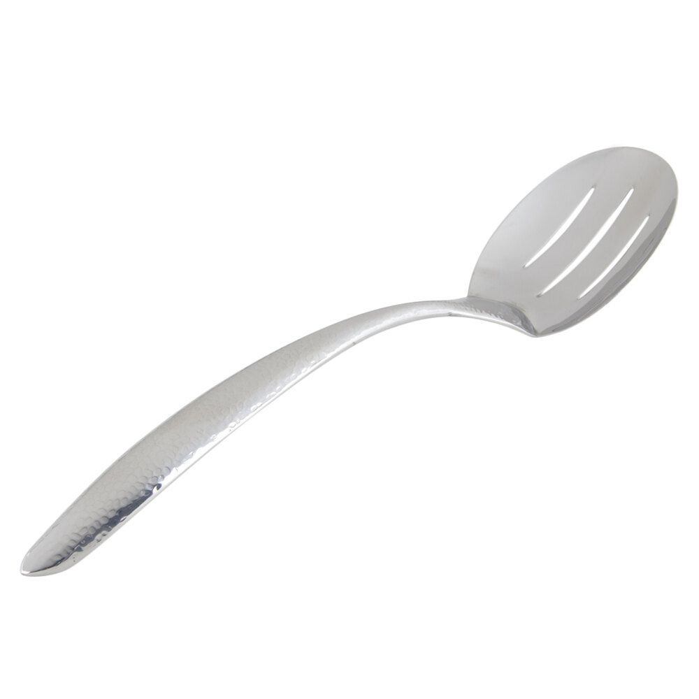 Bon Chef 9458HF 13 1/2" Stainless Steel Hammered Slotted Serving Spoon ...