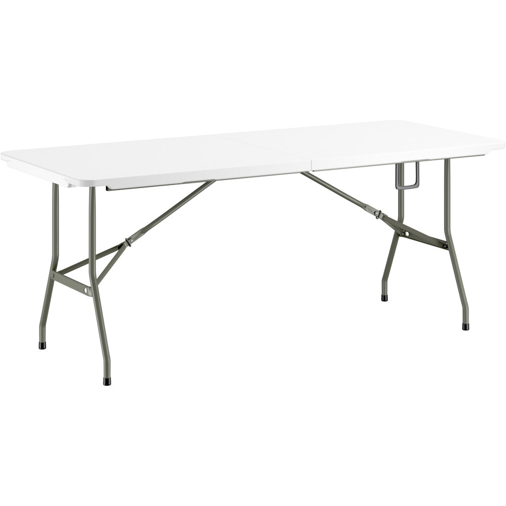 Lancaster Table & Seating 30" x 72" Heavy-Duty Granite White Plastic Bi ...