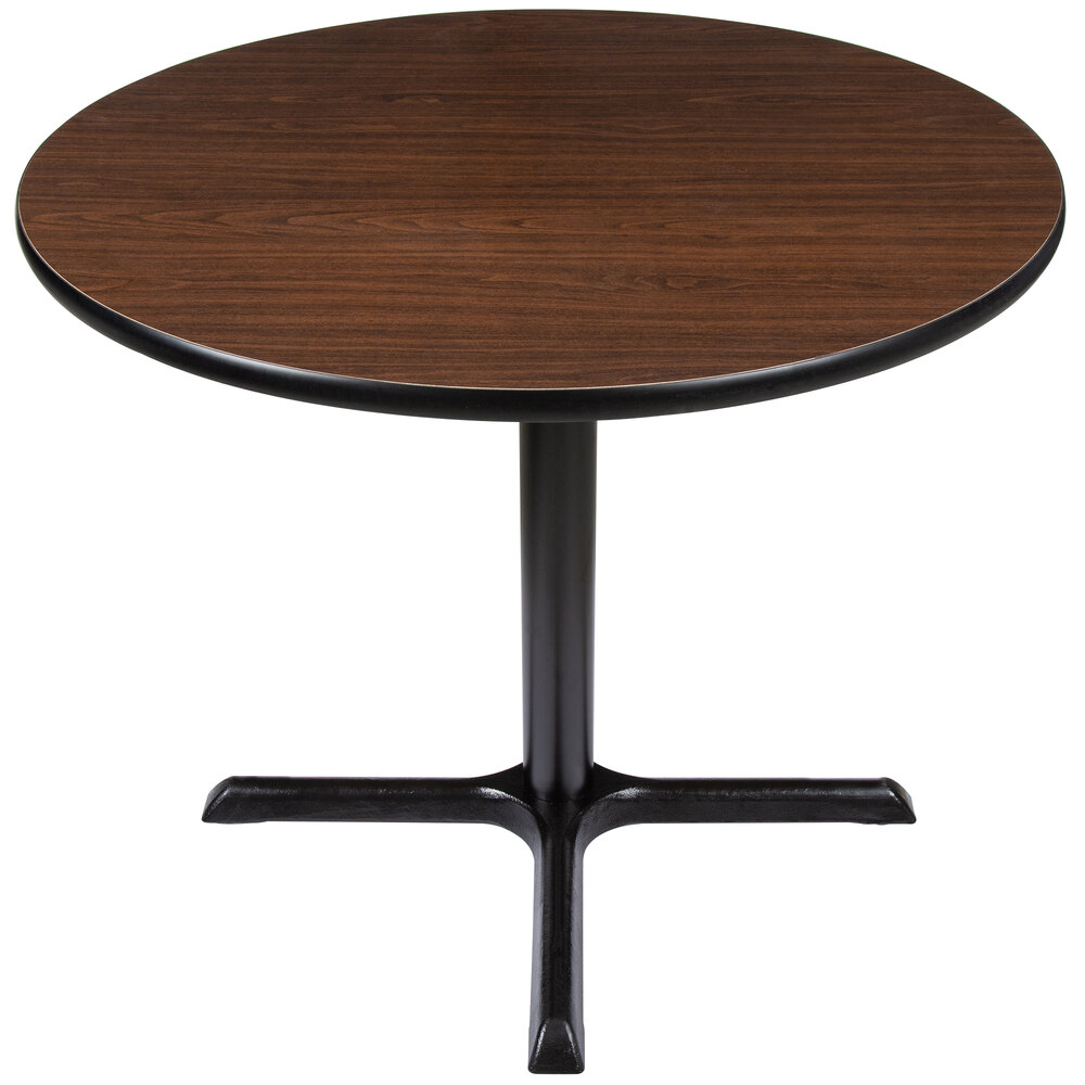 Lancaster Table & Seating 36" Round Reversible Walnut / Oak Table ...