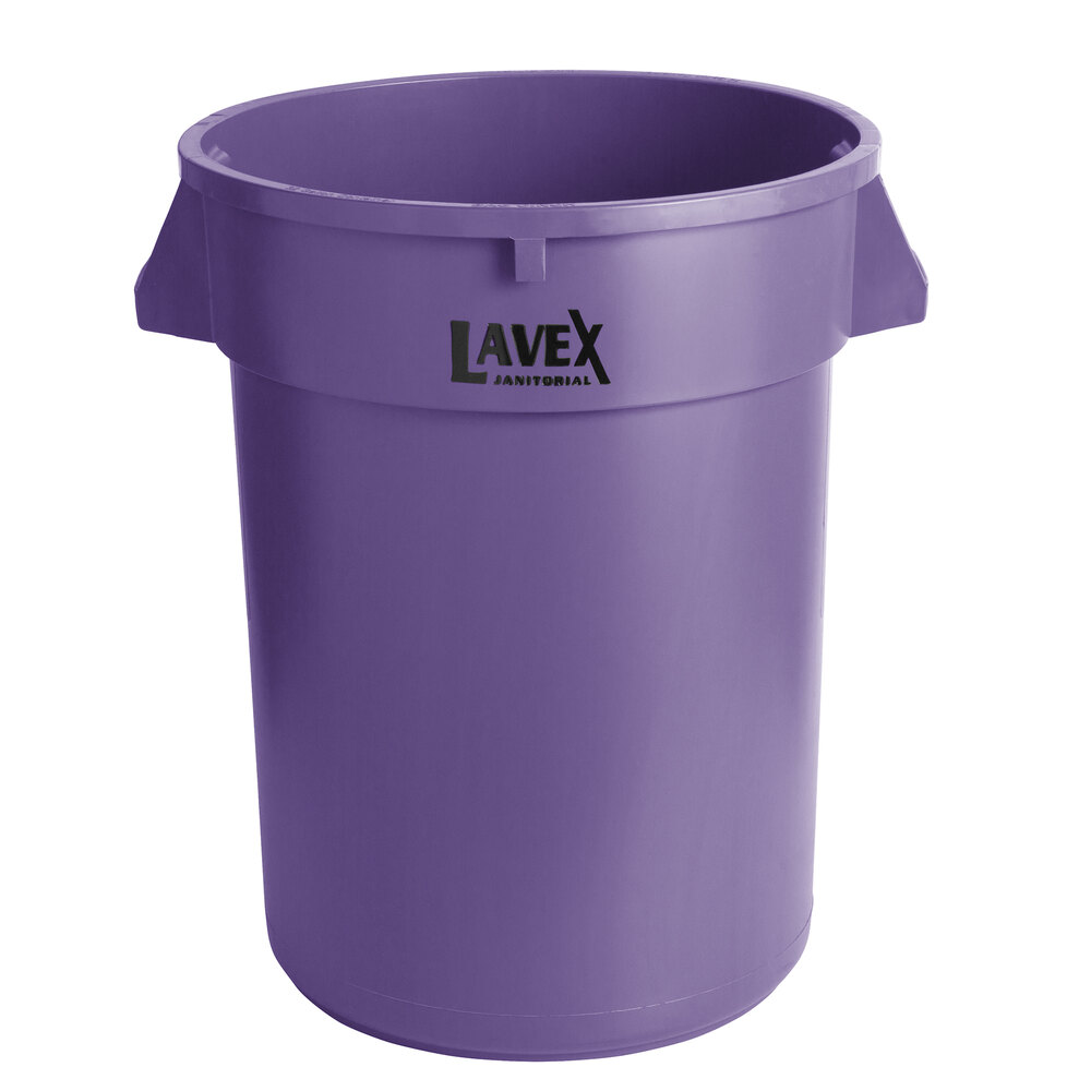 Lavex Janitorial 32 Gallon Purple Round Commercial Trash Can