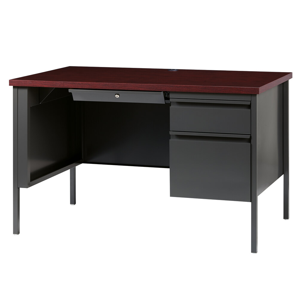 Hirsh Industries 20093 Charcoal / Mahogany Single Pedestal Desk - 48" x ...