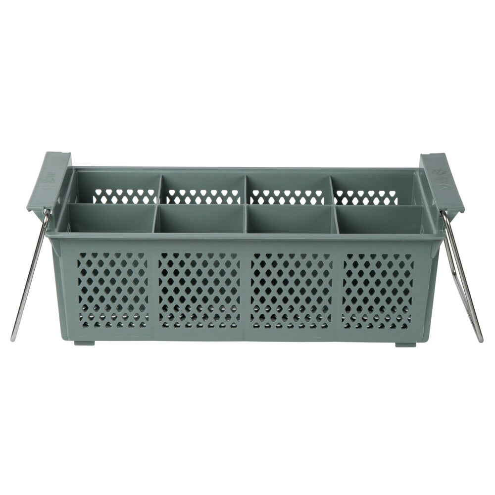 Noble Products 8 Compartment Half Size Grey Flatware Rack with Handles