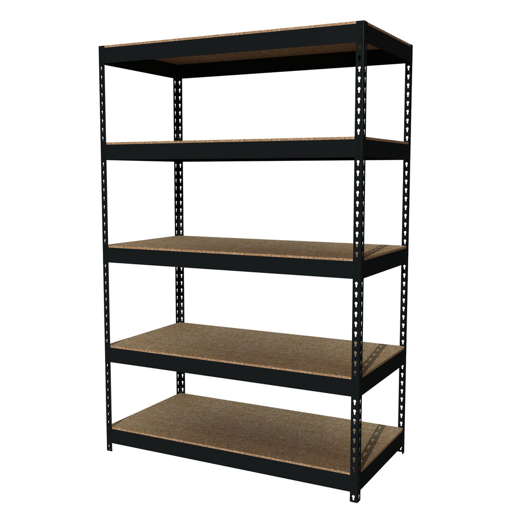 Hirsh Industries 19453 48" x 24" x 72" Black Heavy-Duty Five-Shelf ...