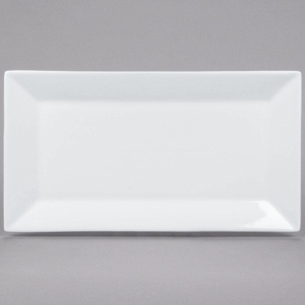 Acopa 13" x 7 1/4" Bright White Rectangular Porcelain Platter - 12/Case