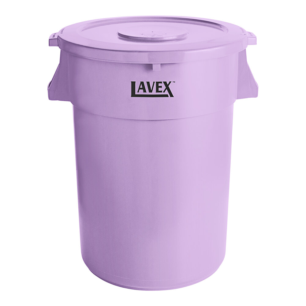 Lavex 44 Gallon Purple Round Commercial Trash Can and Lid