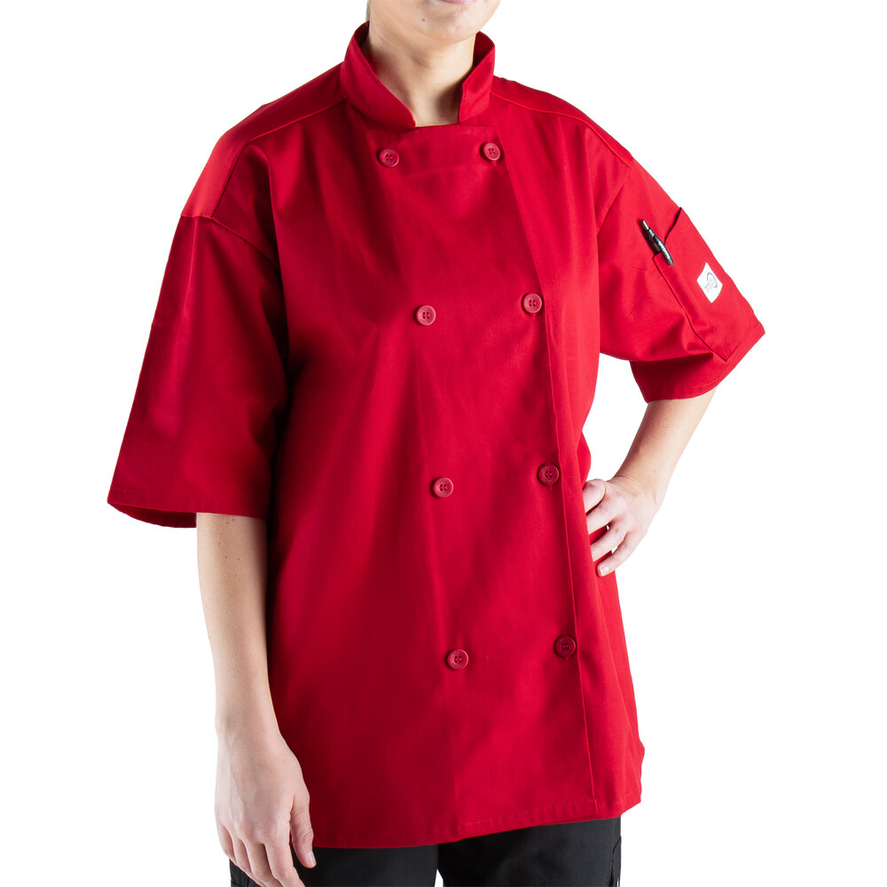 Mercer Culinary Millennia Air® Unisex Red Customizable Short Sleeve ...