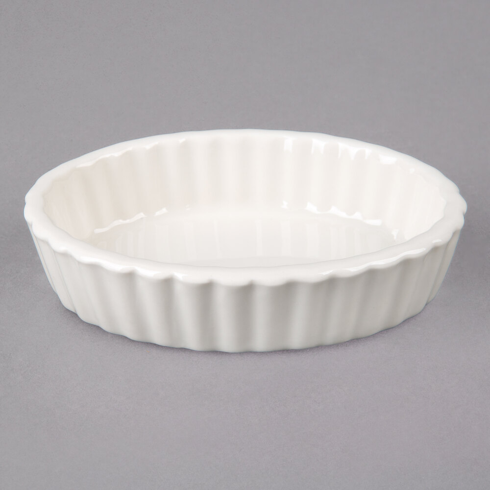 Tuxton BEK-0306 3 oz. Eggshell Oval Fluted China Souffle / Creme Brulee ...