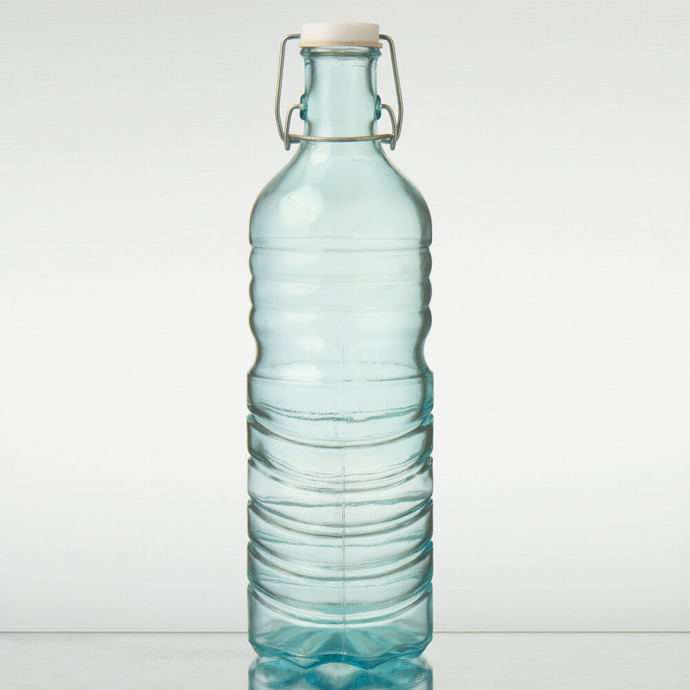 Tablecraft Authentic 6632 1.5 Liter Recycled Green Glass Water Bottle ...