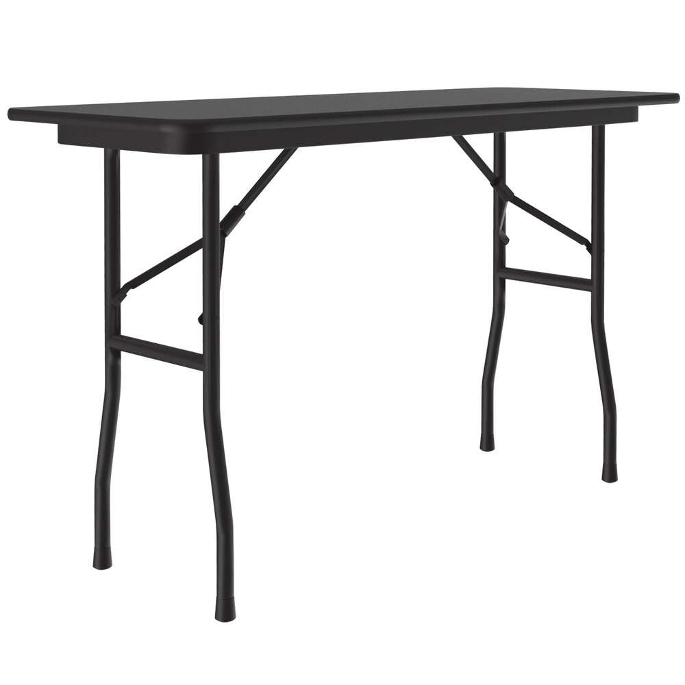 Correll 18" x 48" Black Granite Light Duty Melamine Folding Table with ...
