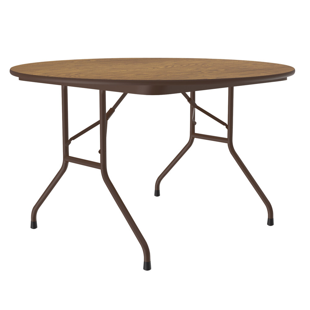 Correll 48" Round Medium Oak Light Duty Melamine Folding Table with ...