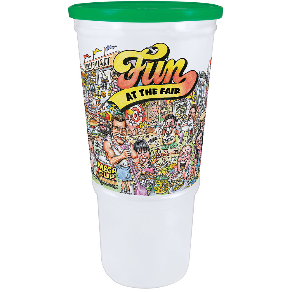 32 oz. Economy Car Cup with "Fun at the Fair" Design and Green Lid ...