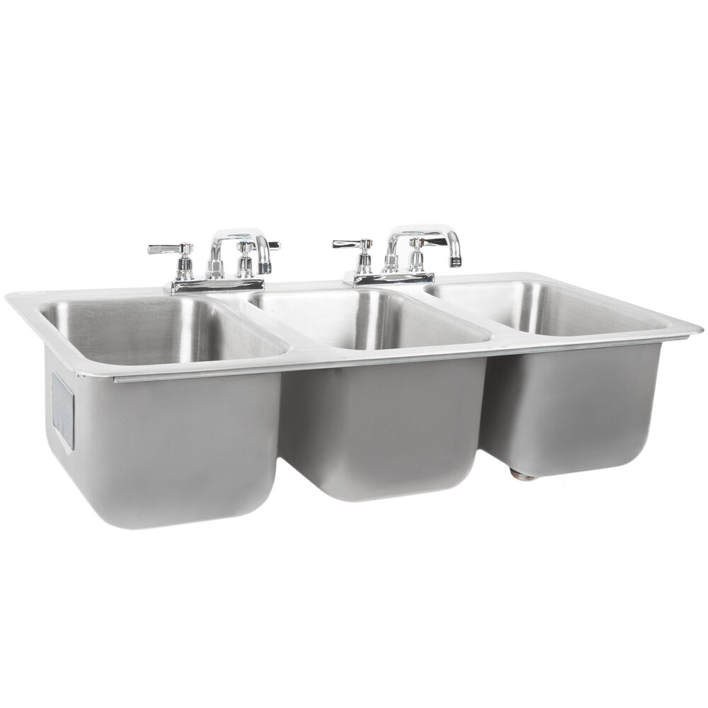 Advance Tabco DI-3-10 3 Compartment Drop-In Sink 10" x 14" x 10 ...