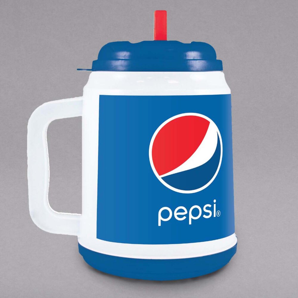 32 oz. Pepsi™ Mini Tanker with Spout, Straw, and Lid - 24/Case