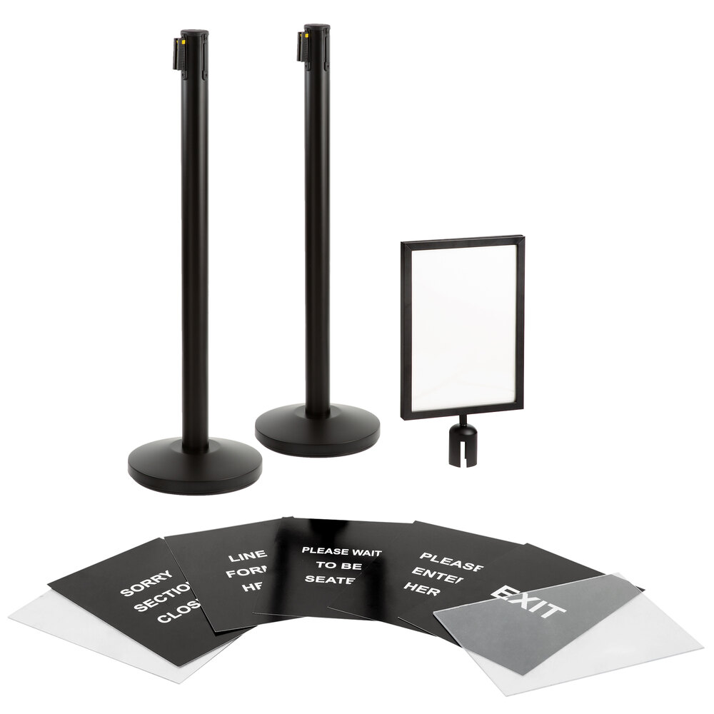 Lancaster Table & Seating Black 40" Crowd Control / Guidance Stanchion ...