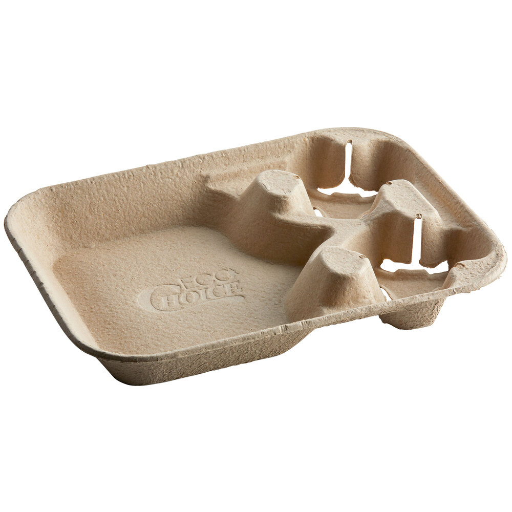 EcoChoice 2-Cup Carrier w/ Large Tray - Molded Fiber