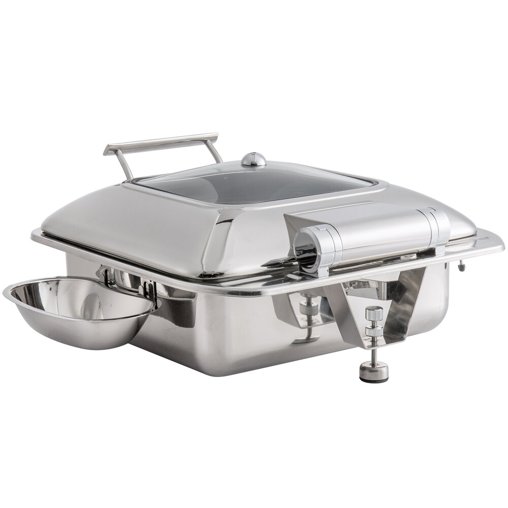Acopa Voyage 5 Qt. 2/3 Size Stainless Steel Induction Chafer with Glass ...