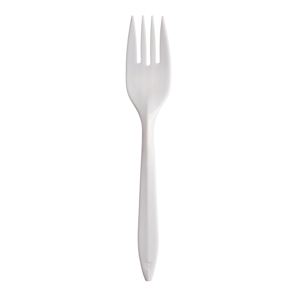Dart F6OW 6 1/8" Medium Weight White Plastic Fork - 1,000/Case