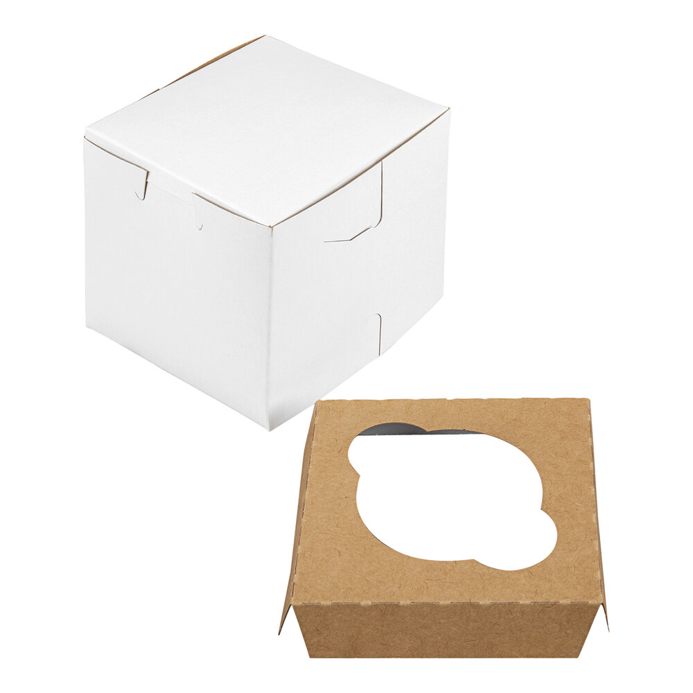 Baker's Lane 4" x 4" x 4" White Cupcake / Muffin Box with 1 Slot ...