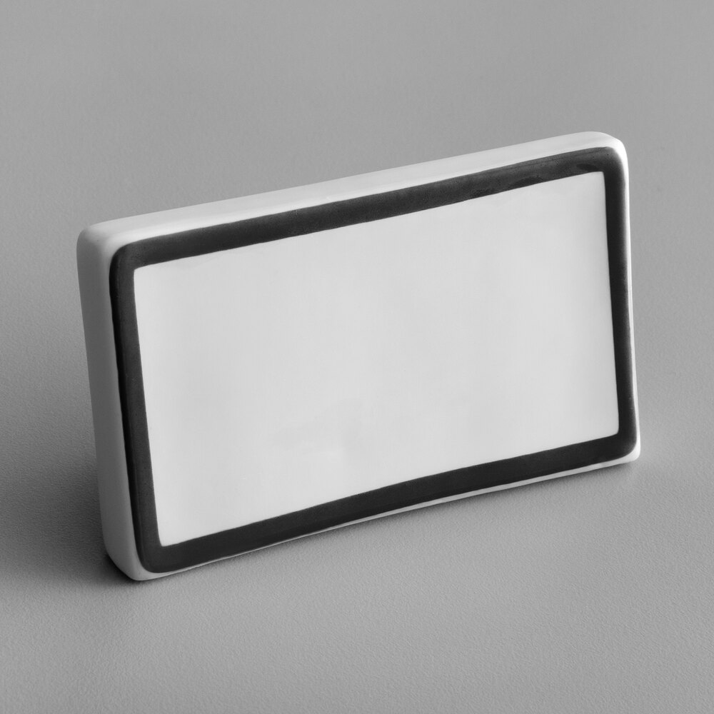 Ceramic Place Card & Table Sign (White w/ Black Trim)