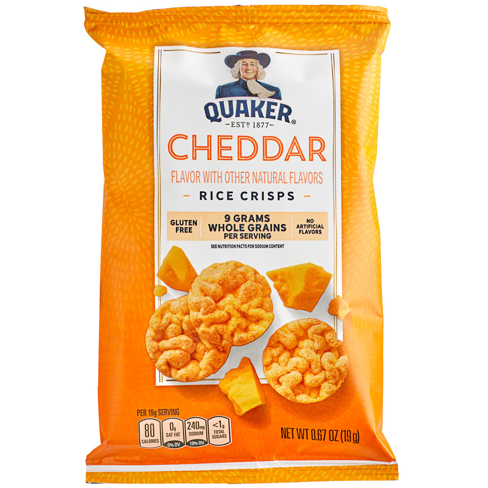 Quaker Cheddar Popped Rice Crisps 0.67 oz. - 60/Case