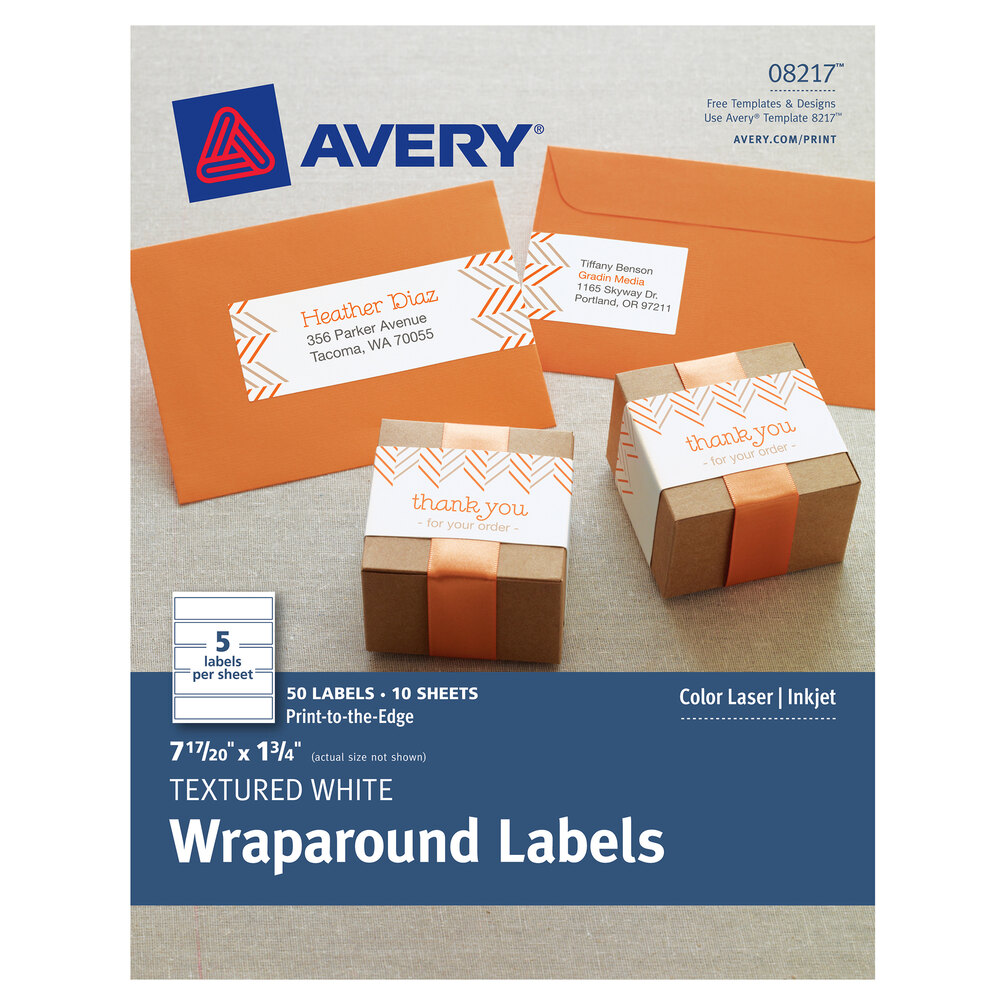 Avery 08217 7 17 20 X 1 3 4 Textured White Rectangle Waterproof 