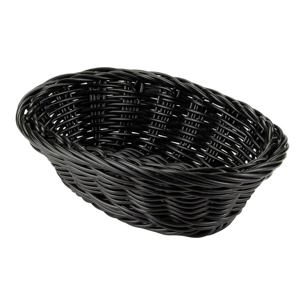 GET WB-1503-BK Designer Polyweave 9" x 6 3/4" x 2 1/2" Black Oval ...