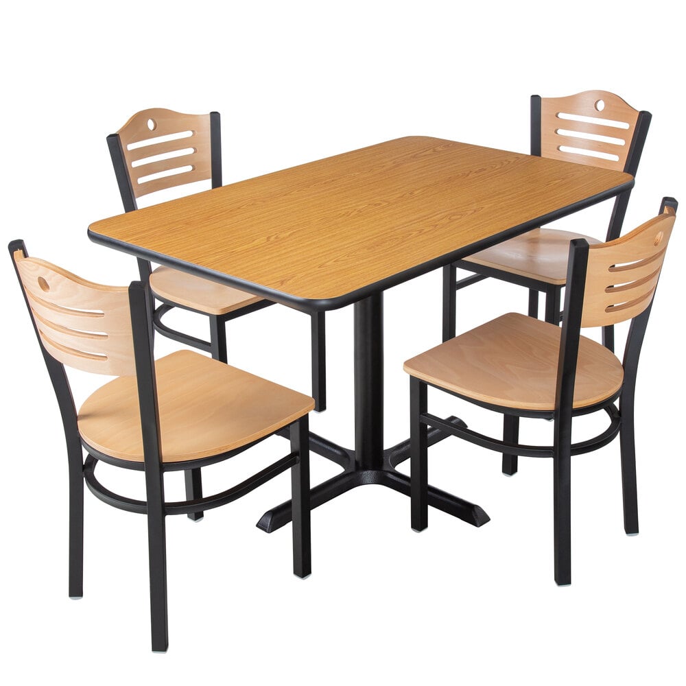 Lancaster Table & Seating 30" x 48" Reversible Walnut / Oak Standard ...