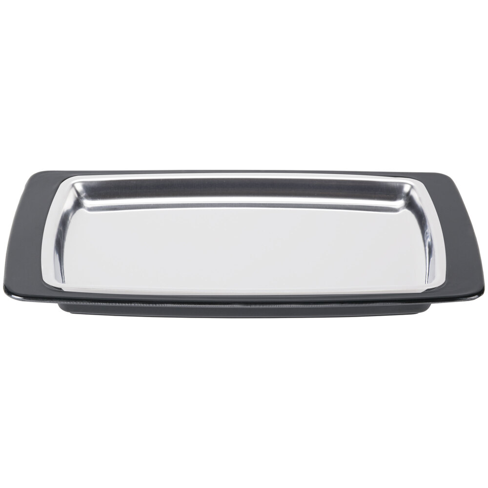 Choice 7" x 11" Rectangular Stainless Steel Sizzler Platter with ...