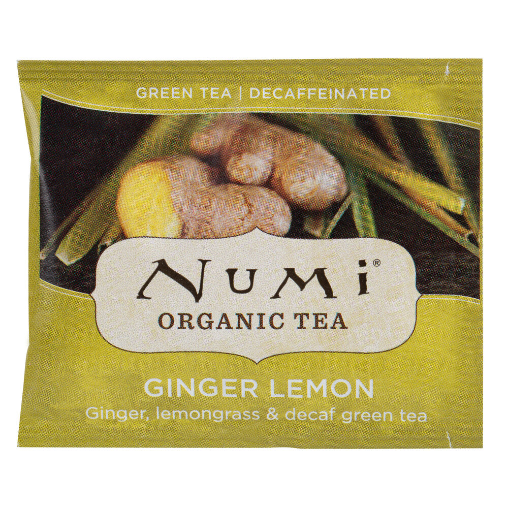 Numi Organic Decaf Ginger Lemon Tea Bags - 100/Case