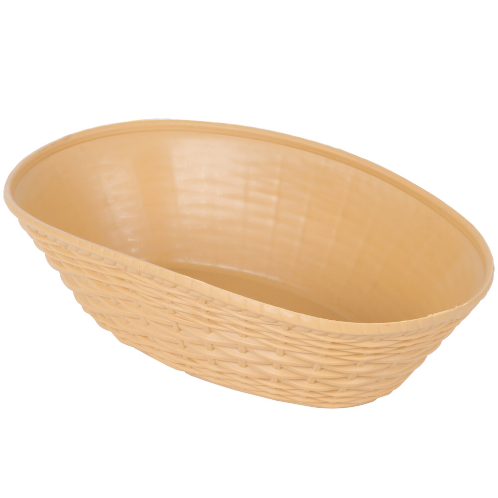 Carlisle 650467 WeaveWear Tan Oval Plastic Serving Basket 9" x 6 1/4 ...