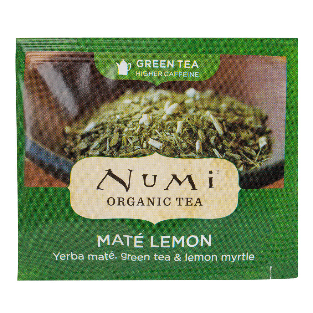 Numi Organic Mate Lemon Tea Bags - 100/Case