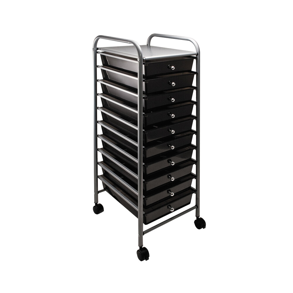 Advantus 34007 13" x 15 3/8" x 37 3/4" Smoke Gray Portable 10-Drawer ...