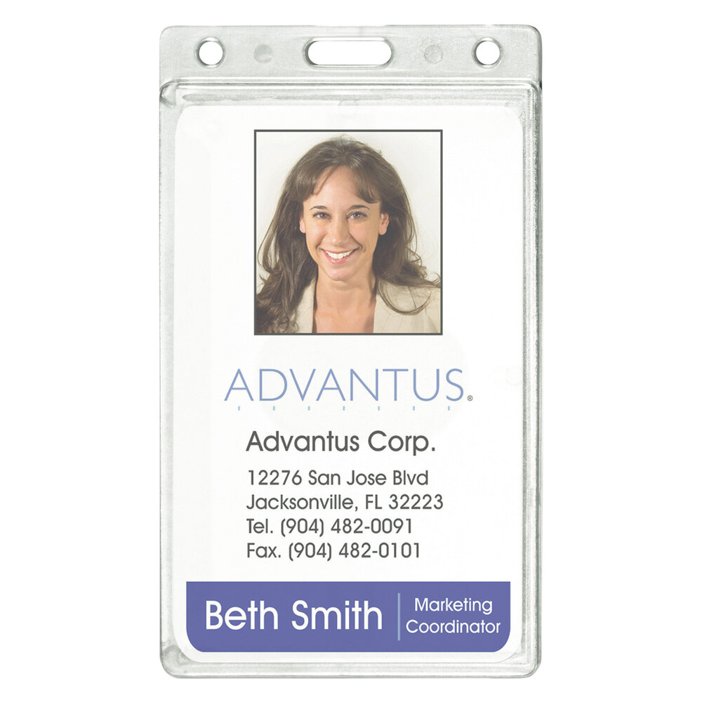 Advantus 76076 2 1/8" x 3 3/8" Clear Vertical Frosted Rigid Badge ...